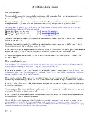 Recertification s Package Doc Template | pdfFiller