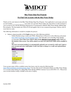 Fillable Online Blue Water Bridge Edge Pass Program - michigan.gov Fax ...
