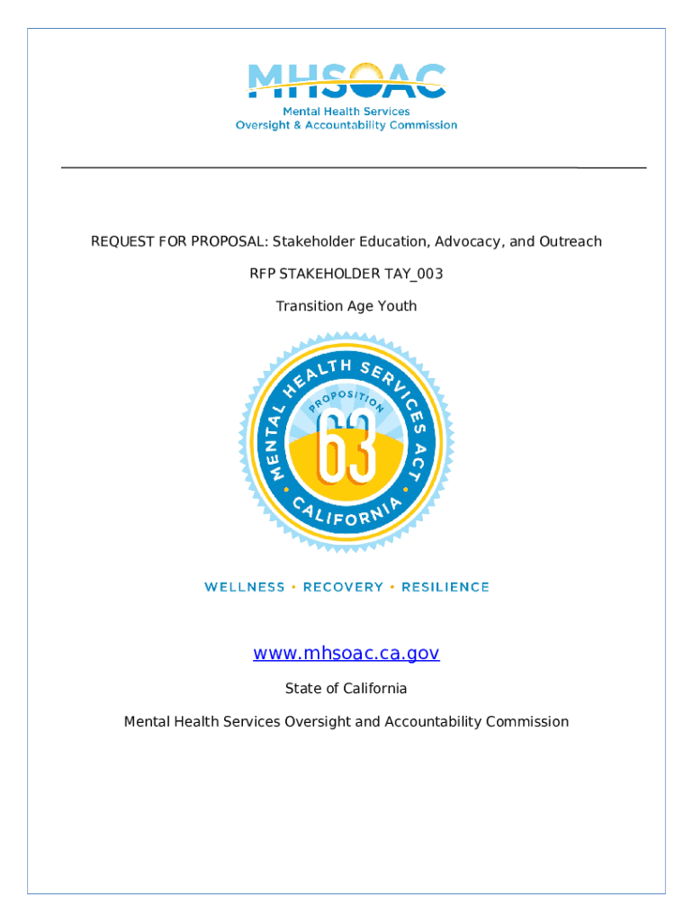Request for Proposal (RFP) for Transition Age Youth (TAY ... - mhsoac ...