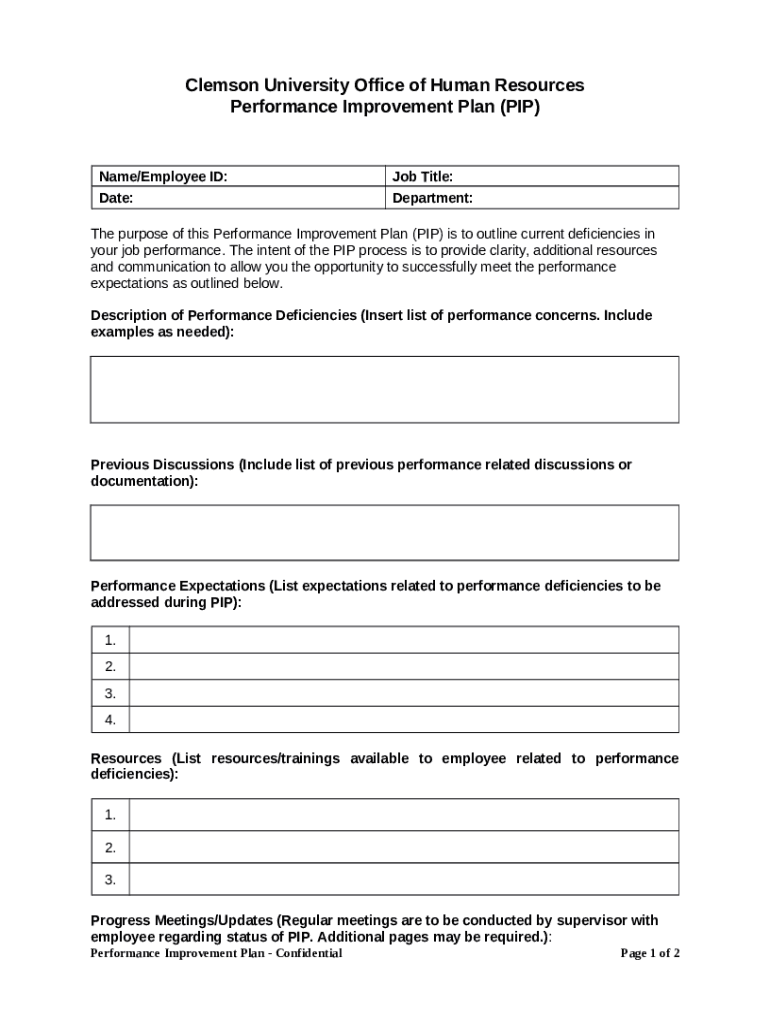 Sample Perance Improvement Plan ... - Clemson University - media ...