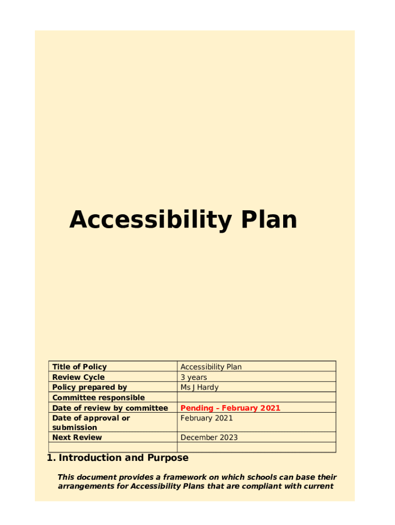 Accessibility Plan - Earl Mortimer College and Sixth Centre Doc Template | pdfFiller
