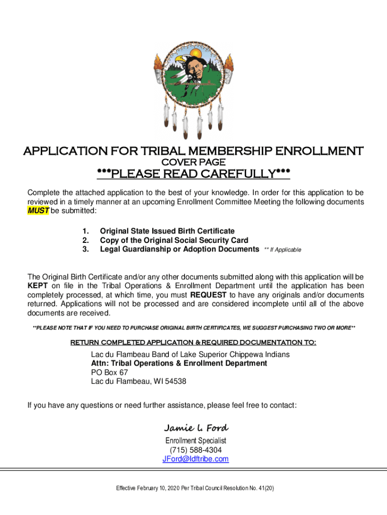 Fillable Online Tribal Enrollment - Fill Out and Sign Printable PDF ...