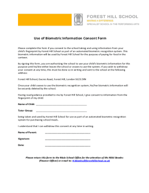 Fillable Online Parent/Carer Consent Form for the Use of Biometric ...