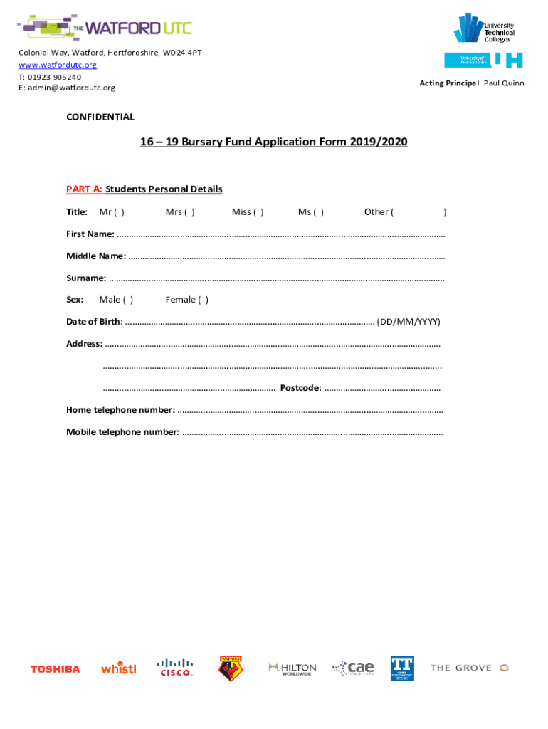 Fillable Online Colonial Way, Watford, Hertfordshire, WD24 4PT ...