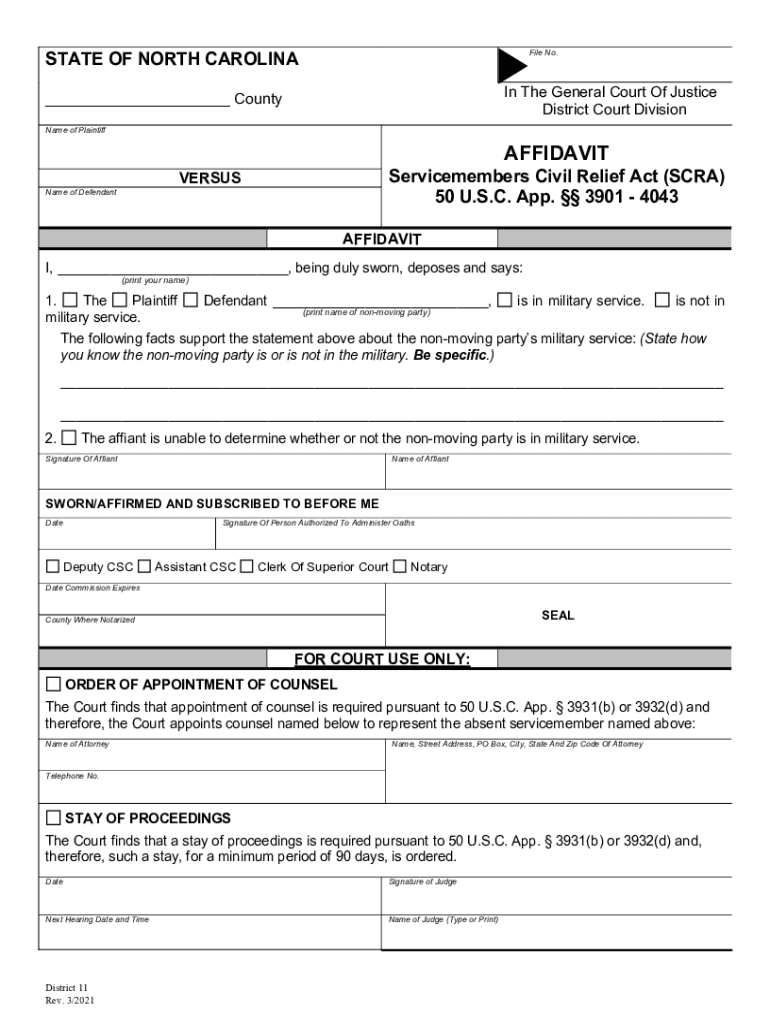 Fillable Online SCRA Affidavit.doc Fax Email Print - pdfFiller