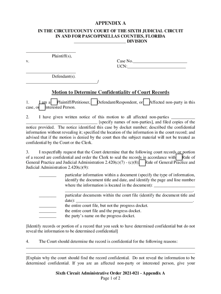 Fillable Online IN THE CIRCUIT COURT, SIXTH JUDICIAL CIRCUIT IN ...