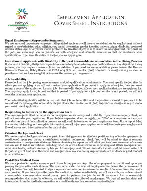 Fillable Online Employment Application Cover Sheet, rev. 2019-03-19 Fax ...