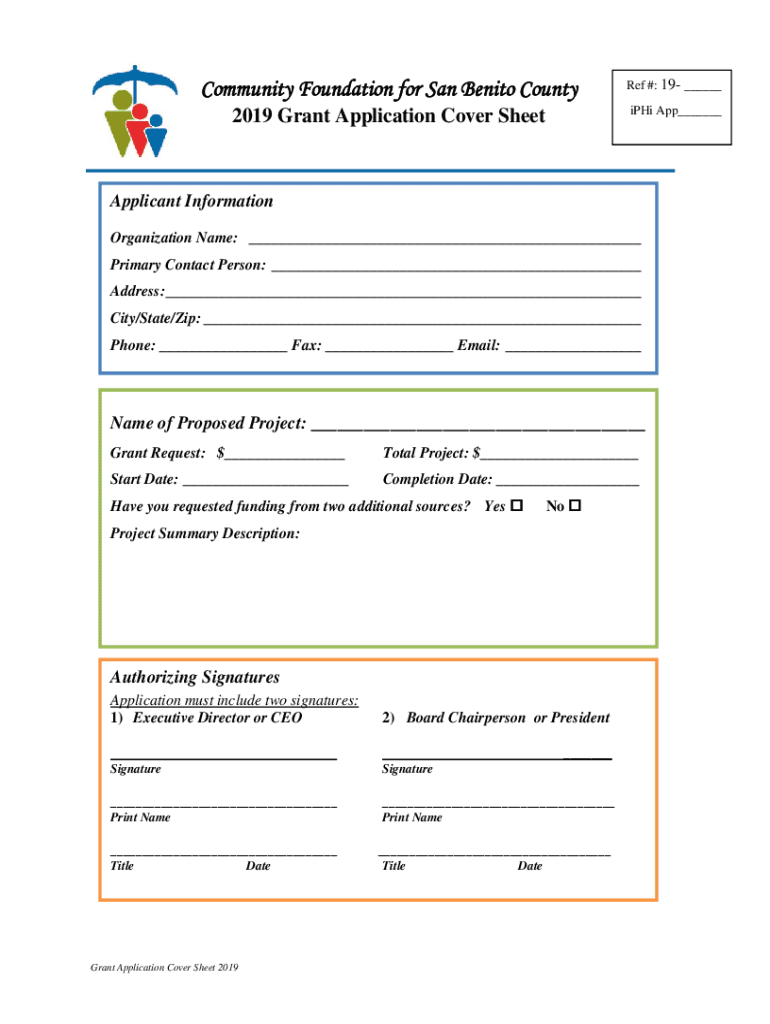 Fillable Online 2019 Application Cover Sheet Fax Email Print - pdfFiller