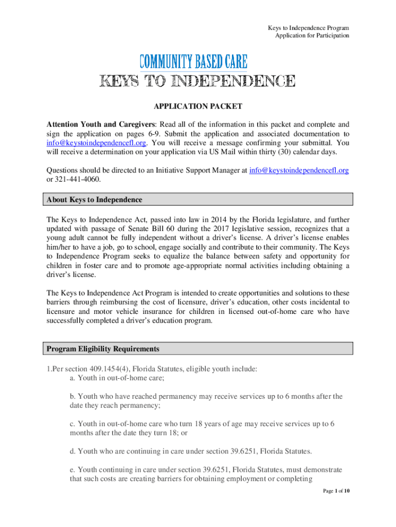 Fillable Online Application Packet Fillable - Keys to Independence ...