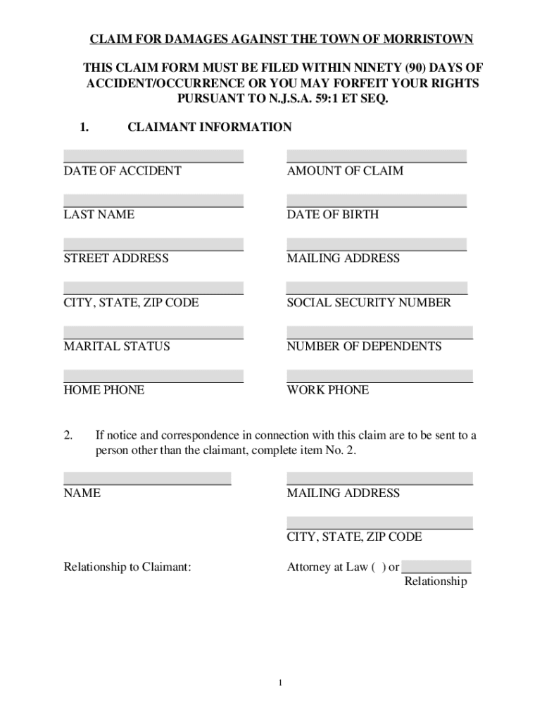 Fillable Online Suing the State of New Jersey: A primer on the Tort ...