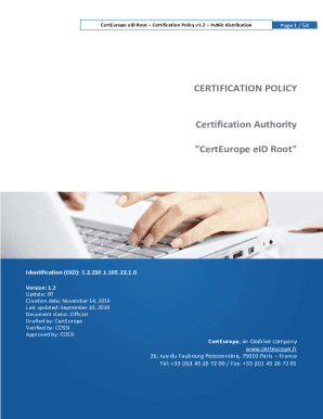 Fillable Online CERTIFICATION POLICY Certification Authority CertEurope ...