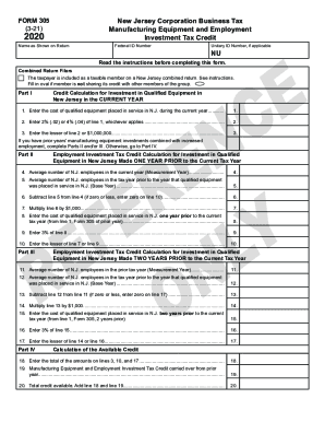 Fillable Online Form 305 Manufacturing Equipment and Employment. Form ...