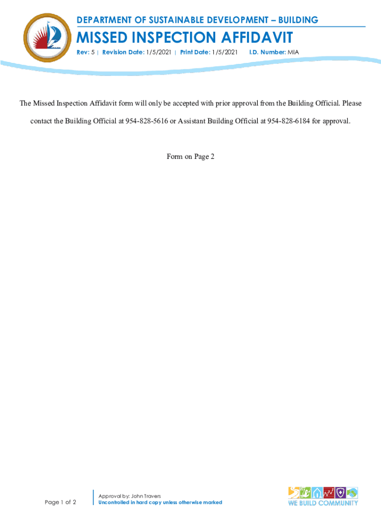 Fillable Online Missed Inspection Affidavit Form Fax Email Print ...