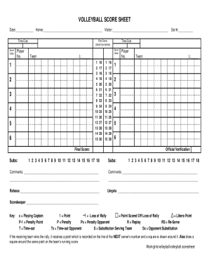 Fillable Online VOLLEYBALL SCORE SHEET - sdhsaa.com Fax Email Print ...