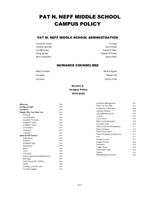 Fillable Online PAT N. NEFF MIDDLE SCHOOL CAMPUS POLICY Fax Email Print ...
