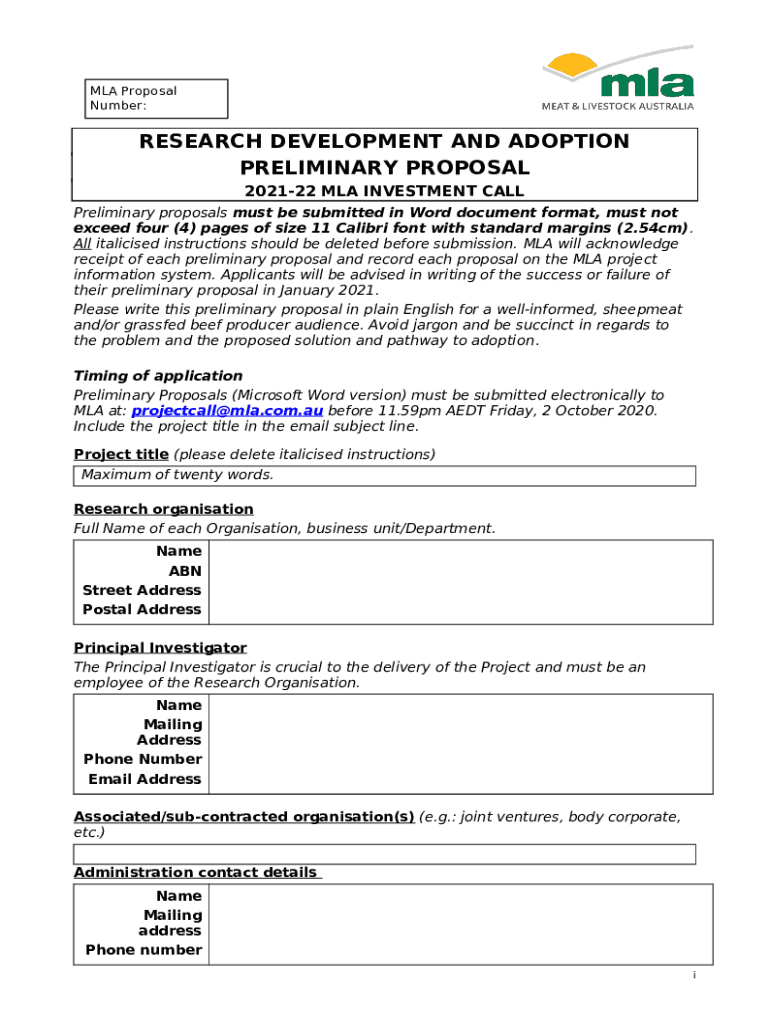 preliminary application template Doc Template | pdfFiller