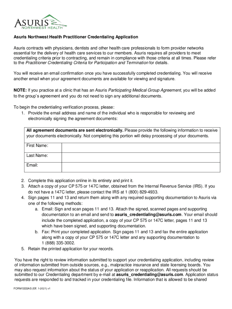 Fillable Online Fillable Online Asuris Northwest Health Practitioner ... Fax Email Print - pdfFiller