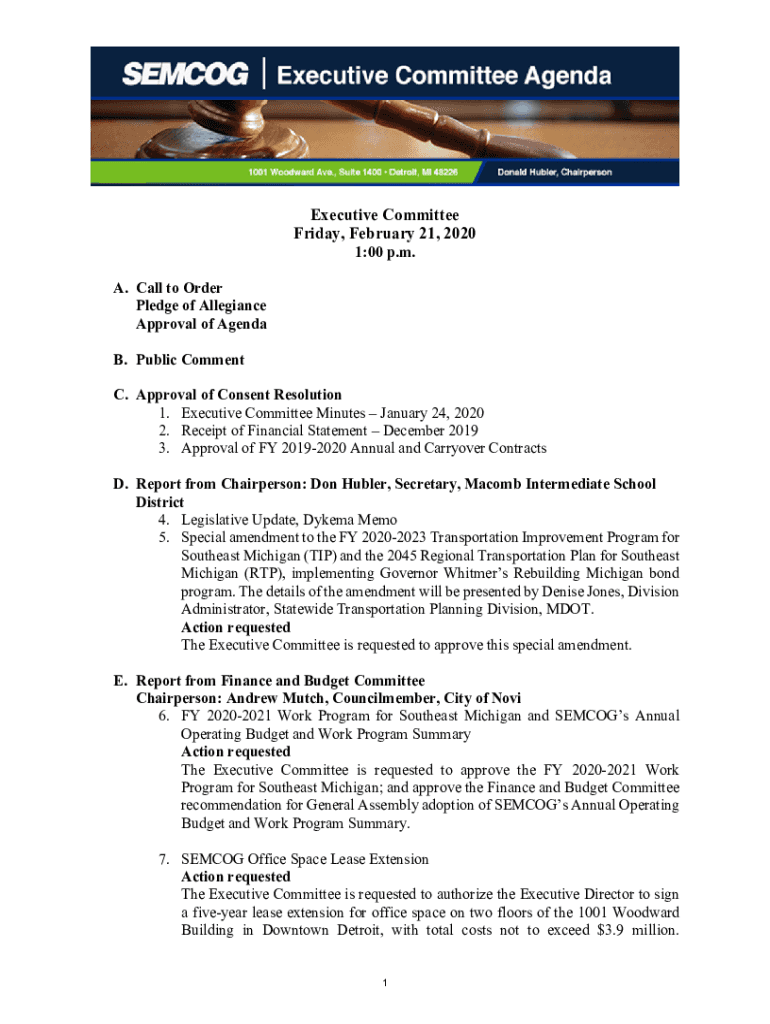 Fillable Online AGENDA I. CALL TO ORDER/PLEDGE OF ALLEGIANCE II ...