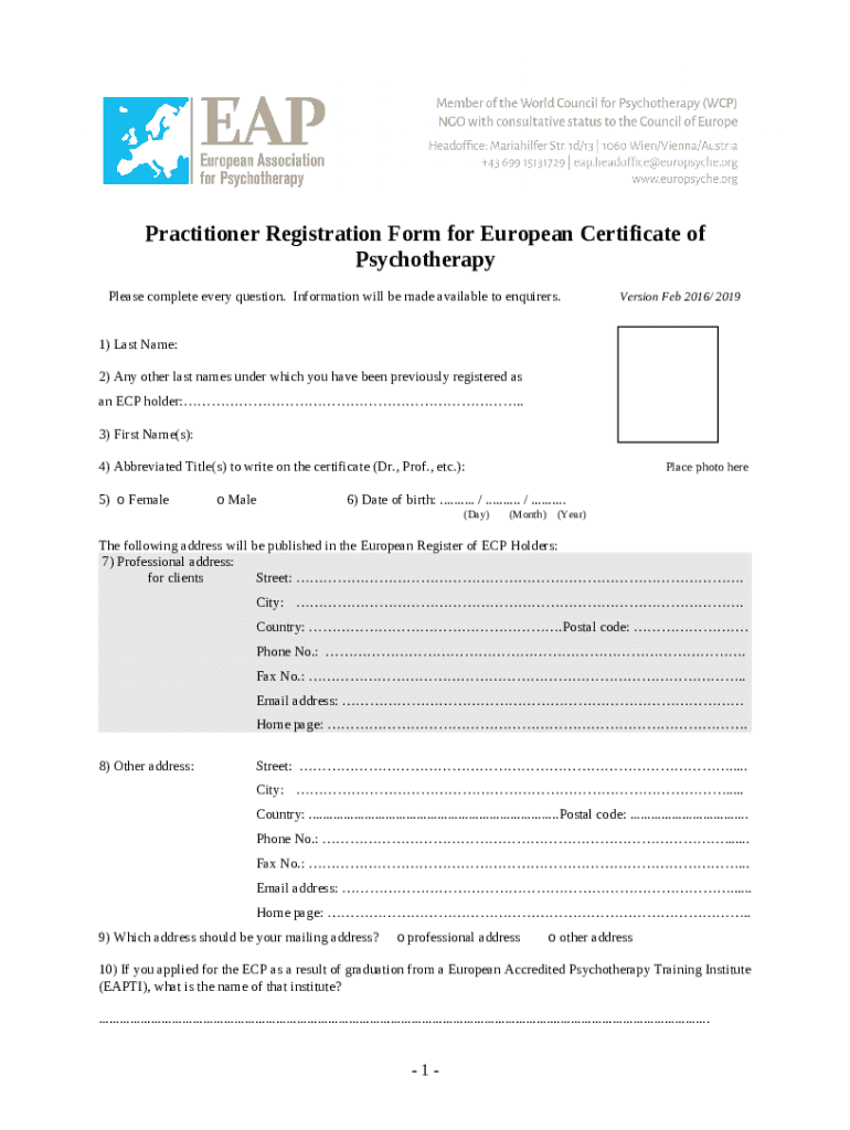 Practitioner Registration for European Certificate of ... Doc Template ...