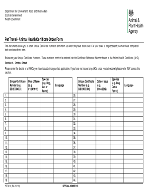 Fillable Online Pet Travel Certificate Order Form Fax Email Print ...