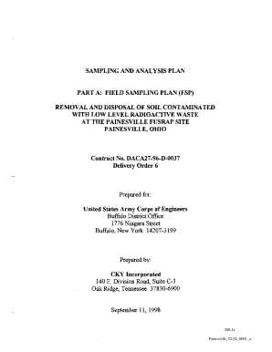 Fillable Online Site Inspection Sampling and Analysis Plan Fax Email ...