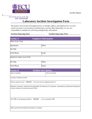 Laboratory Incident Investigation Doc Template | pdfFiller