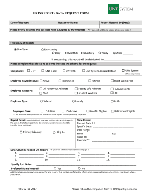 Fillable Online HRIS Query Request Form10.05.17 - for PDF Fax Email ...