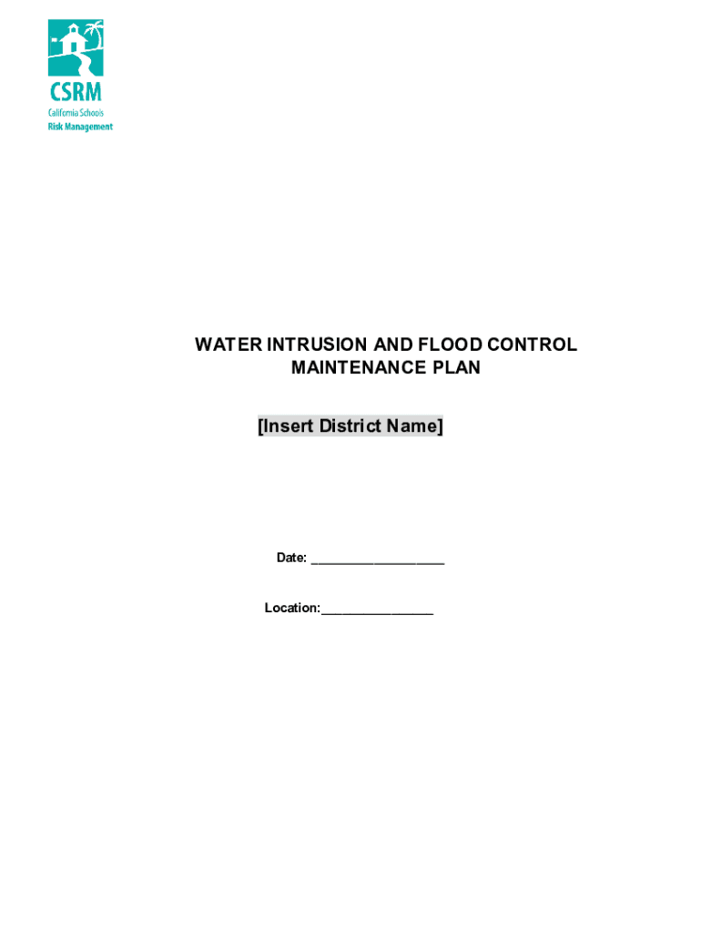 Fillable Online WATER INTRUSION AND FLOOD CONTROL MAINTENANCE PLAN ...