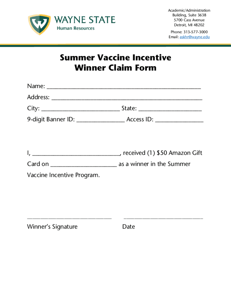 Fillable Online hr wayne Human Resources - Wayne State University Fax ...