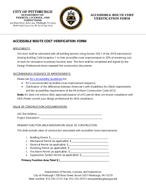 Fillable Online apps pittsburghpa Accessible Route Cost Verification ...