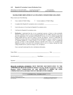 Fillable Online Hepatitis B Vaccination Consent /Declination Form Fax ...