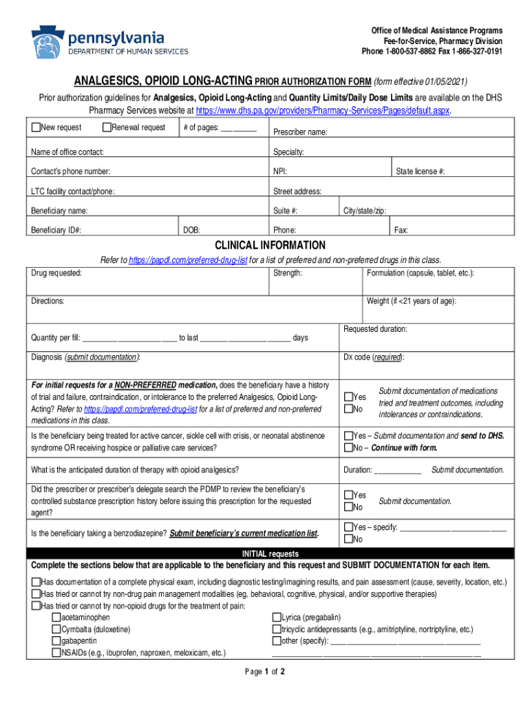 Fillable Online Analgesics, Opioids Long-Acting Form Fax Email Print ...