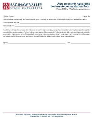 Fillable Online ARA Recording Lectures Policy and Agreement form Fax ...