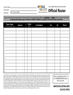 Fillable Online Adult Flag Football Roster (16) Fax Email Print - pdfFiller