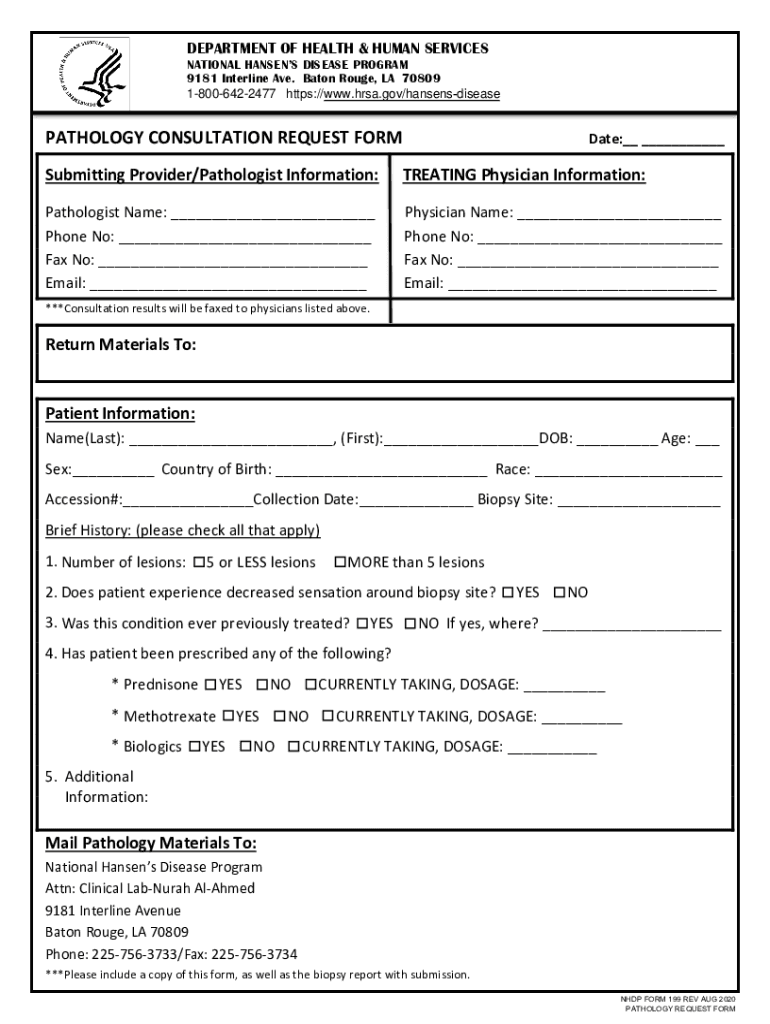 Fillable Online PATHOLOGY CONSULTATION REQUEST FORM. PATHOLOGY CONSULTATION REQUEST FORM Fax ...