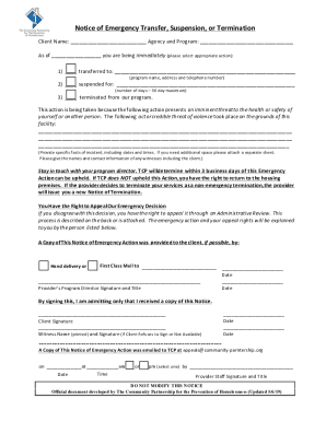 Fillable Online Notice of Emergency Action.Revised 2-27-15 with appeal ...