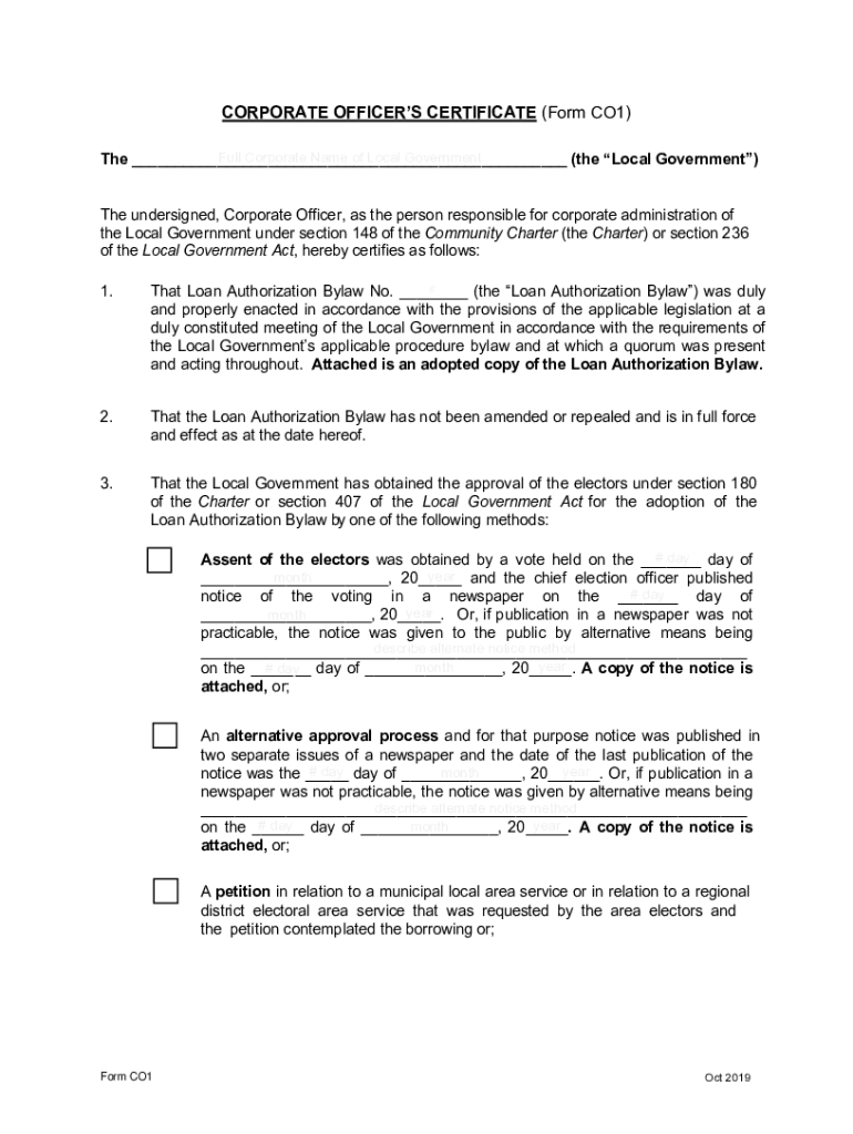 Fillable Online CORPORATE OFFICERS CERTIFICATE Fax Email Print - pdfFiller