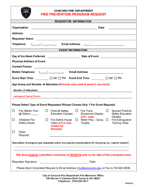 Fillable Online Fire Prevention Program Request Form with inflatable ...
