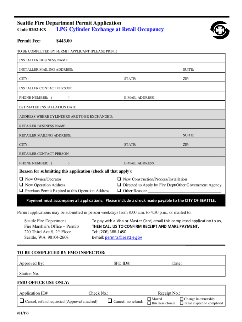 Fillable Online Seattle Fire Department Permit Application LPG Cylinder ...