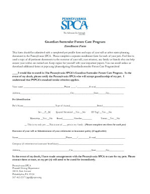 Fillable Online PDF Guardian Surrender Future Care Enrollment Form ...