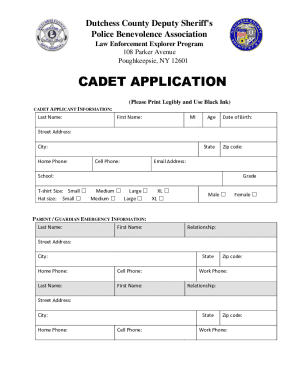 Fillable Online Law Enforcement Explorer Program - Cadet Application ...