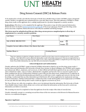 Fillable Online DRUG TESTING AUTHORIZATION & RELEASE9+ Drug Testing ...