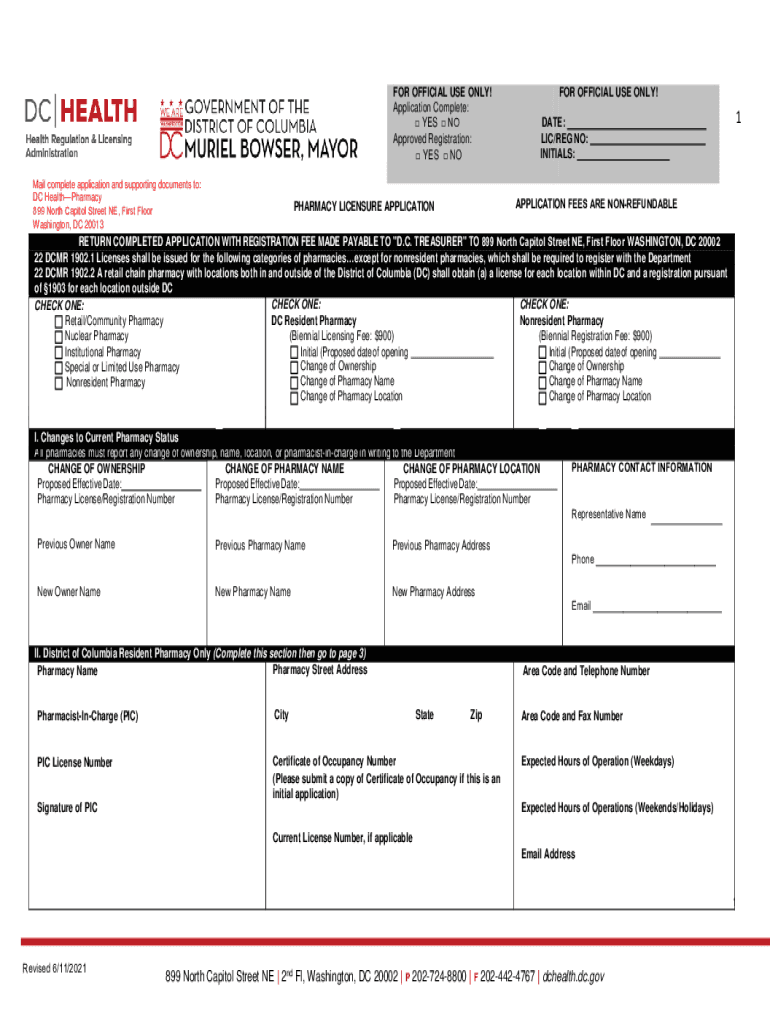 Fillable Online dchealth dc Application for Registration and Title ...