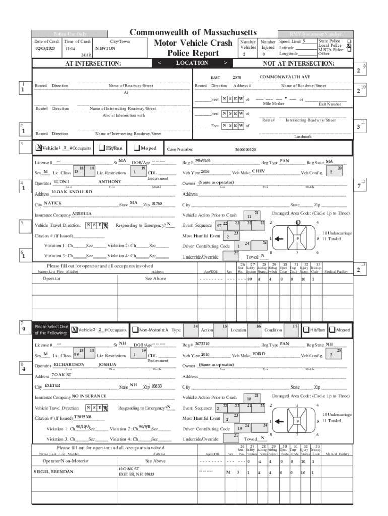 Fillable Online Police Use Only RMV Document Number ... - newtonpolice ...