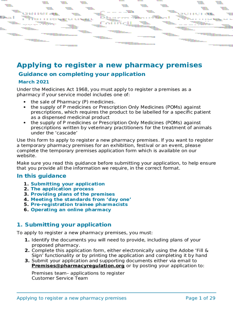 Applying to register a new pharmacy premises Doc Template | pdfFiller