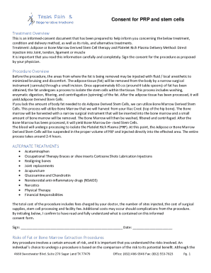 Fillable Online Consent for PRP and stem cells - PatientPop Fax Email ...