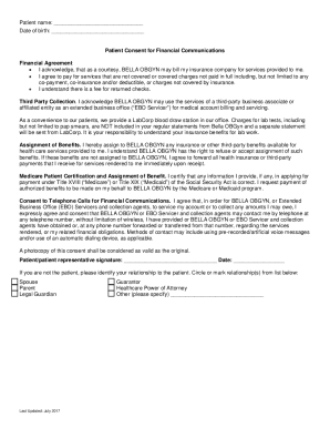 Fillable Online Patient Consent for Financial Communications. Consent ...