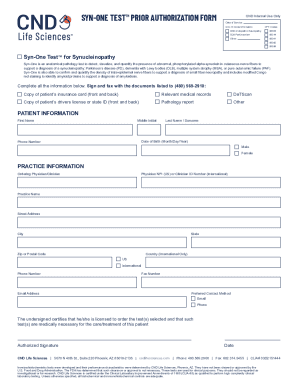 Fillable Online SYN-ONE TEST PRIOR AUTHORIZATION FORM - CND Life ...