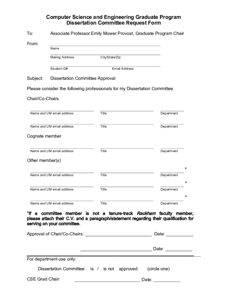 Fillable Online CSE Diss Comm request form working Fax Email Print - pdfFiller