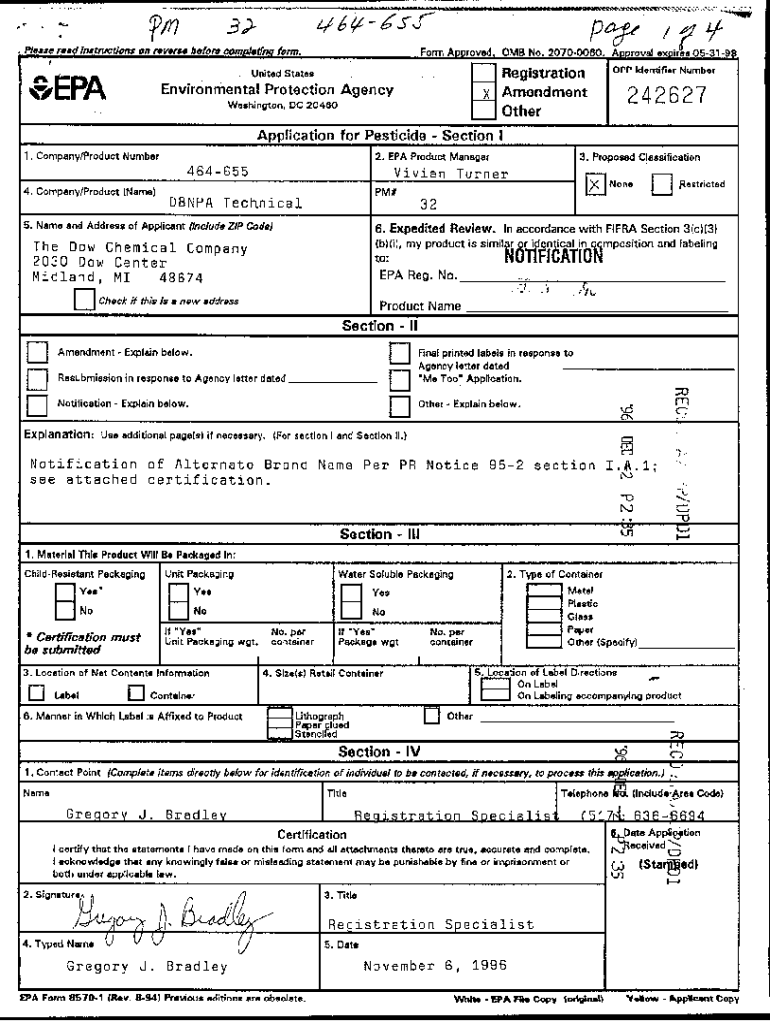 Fillable Online U.S. EPA, Pesticide Product Label, DBNPA 100 PTECH, 12 ...